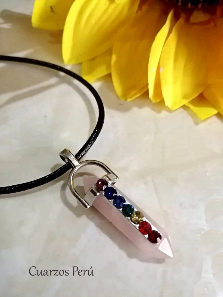 Collar de Cuarzo Rosa 7 Chakras - Cuarzos Perú