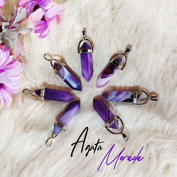 Collar Hexagonal Ágata Morada - Cuarzos Perú