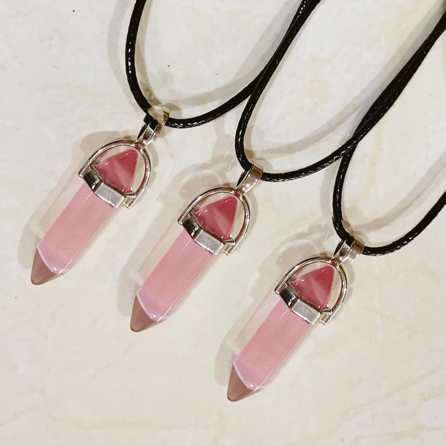 Collar Hexagonal Ojo de Gato Rosa - Cuarzos Perú