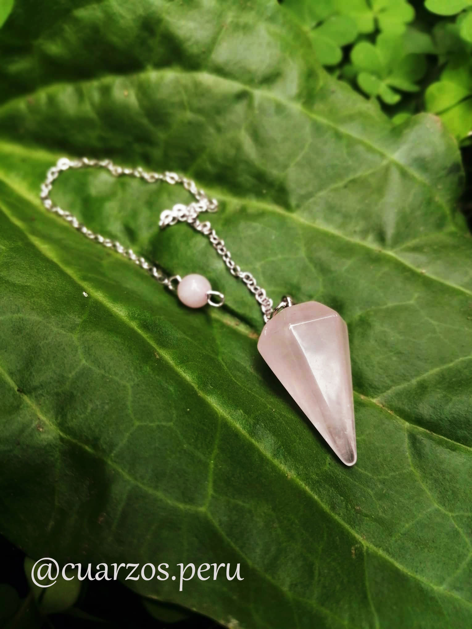 Péndulo de Cuarzo Rosa - Cuarzos Perú